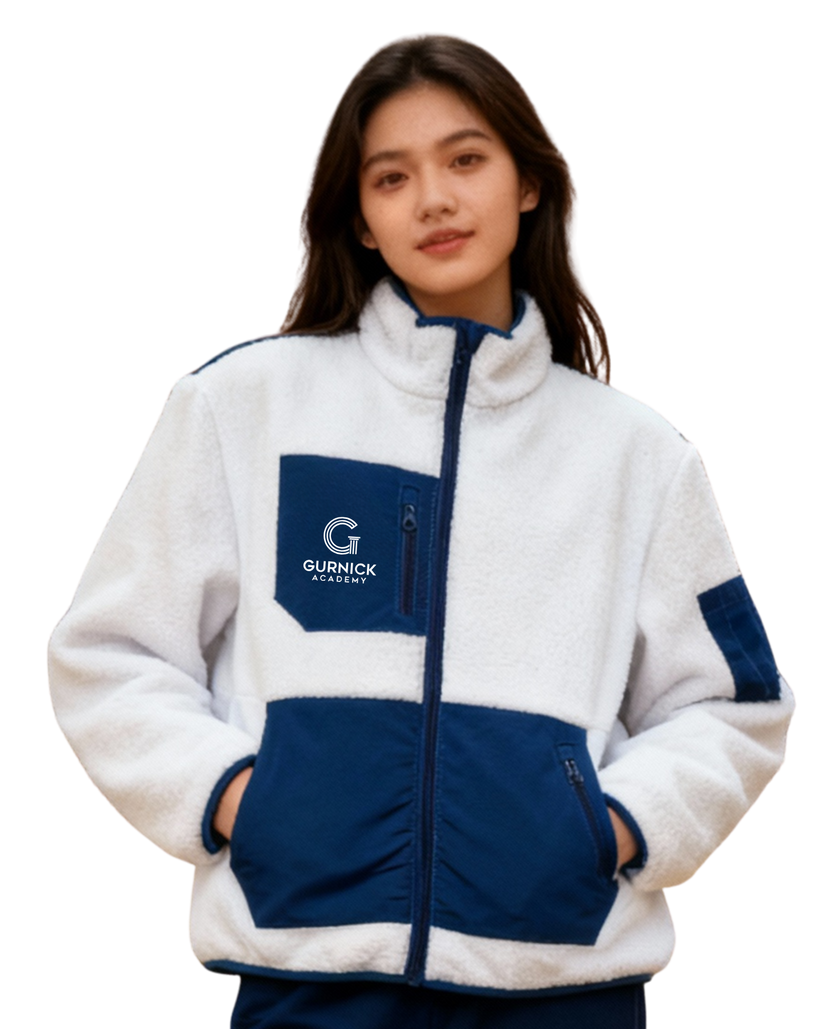 GA - White and Blue Sherpa Jacket – Gurnick Academy Store powered by ...